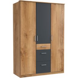 Kleiderschrank wimex "Click" Schränke Gr. B/H/T: 135 cm x 199 cm x 58 cm, 3 St., grau (plankeneichefarben, graphit) Drehtürenschrank Kleiderschrank Schränke ohne Spiegel