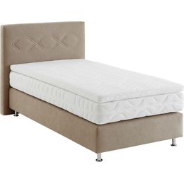 Boxspringbett, beige (sand), B:115cm L:210cm, Bezug: Microvelours 100% Polyester, Westfalia Schlafkomfort, Komplettbetten, Boxspringbett, wahlweise mit Topper