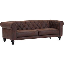3-Sitzer GUTMANN FACTORY, braun (braun antik), B:220cm H:75cm T:90cm, 100% Polyester, Sofas