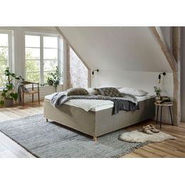Boxbett Home Affaire "Thorsby", beige (creme), B:180cm L:200cm, 100% Polypropylen, Komplettbetten, Boxspringbett, Boxbett ohne Kopfteil, frei im Raum stellbar, f&uuml;r Dachschr&auml;gen