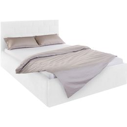 Polsterbett, weiß, B:150cm H:98cm L:210cm, Bezug Bett: 100% Polyester;Bonnell-Federkernmatratze: 51% Polypropylen, 39% Polyester, 10% Baumwolle;Kaltschaummatratze: 100% Polyester, Bezug abnehm- und waschbar bis 60C, Westfalia Schlafkomfort, Betten, inkl. Bettkasten bei Ausführung mit Matratze