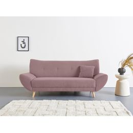 3-Sitzer Home Affaire "Basta", rosa, B:205cm H:80cm T:82cm, (100% Polyester) Struktur fein (100% Polyester) Chenille, Sofas
