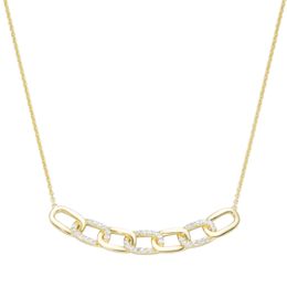 Collier Giorgio Martello MILANO "Mittelteil mit Zirkonia, Silber 925" Halsketten Gr. 45 cm, Silber 925 (Sterlingsilber), goldfarben (gold) Damen