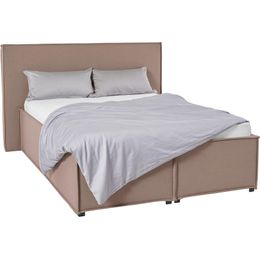 Polsterbett "Isaline", grau (taupe), B:173cm L:213cm, 100% Polyester, LeGer Home by Lena Gercke, Betten, Polsterbett ohne Bettkasten Polsterbett, wahlweise ohne Matratze oder mit 3 Matratzenarten, Kopfteilhöhe 107 cm
