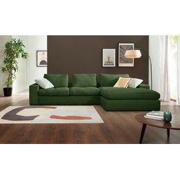 Ecksofa Alina "Sandy", gr&uuml;n (olivgr&uuml;n gct 333), B:326cm T:180cm, Cord GCT (92% Polyester, 8% Nylon), Sofas, Ecksofa, mit Recamiere, in modernem Cordstoff