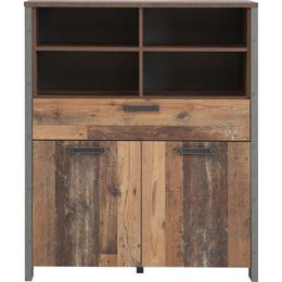 Highboard FORTE Sideboards grau (old wood vintage, beton, optik) Breite 106 cm