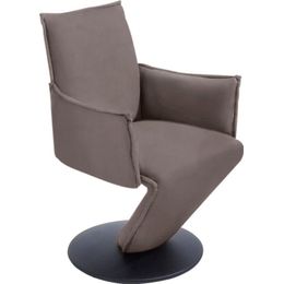 K+w Komfort & Wohnen Drehstuhl K+W KOMFORT & WOHNEN "Drive", braun (sattel 77, drehteller in metall schwarz struktur), B:61cm H:94cm T:63cm, Cloud: Nappaleder pigmentiert, Glattleder, 0, 9/1, 1mm, elegantes Leder mit Wolkung und weichen Griff, Stühle, Drehstuhl Esszimmerstuhl, Sessel mit federnder Sitzschale, Drehteller in Metall schwarz Struktur