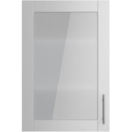 Glashängeschrank Optifit "Ahus", grau (hellgrau matt, wildeiche nachbildung), B:60cm H:89,6cm T:34,9cm, Schränke, Glashängeschrank, Breite 60 cm