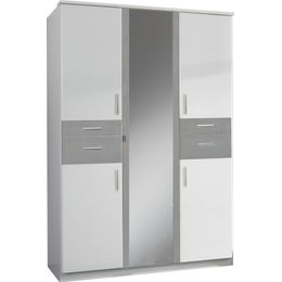 Kleiderschrank wimex "Koblenz" Schränke Gr. B: 135 cm, 3 St., grau (weiß, betonfarben lichtgrau) mit Accessoire-Schubkästen