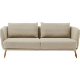 Sch&ouml;ner Wohnen Kollektion 3-Sitzer "Pearl - 5 Jahre Hersteller-Garantie, auch in Boucl&eacute;", beige (sand), B:210cm H:71cm T:91cm, 96% Polyester, 4% Polyacryl, SCH&Ouml;NER WOHNEN-KOLLEKTION, Sofas, Ma&szlig;e (B/H/T): 210/71/91 cm, F&uuml;&szlig;e Massivholz