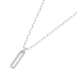 Collier Giorgio Martello MILANO "Mittelteil oval mit Zirkonia, Silber 925" Halsketten Gr. 45 cm, Silber 925 (Sterlingsilber), silberfarben (silber) Damen