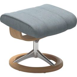 Fußhocker stressless "Consul" Hocker Gr. B/H/T: 54 cm x 41 cm x 39 cm, Struktur fein JASMINE, Signature Base Eiche, blau (light blue jasmine) mit Signature Base, Gestell Eiche