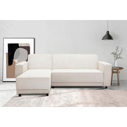 Ecksofa DOREL HOME "Allie Schlafsofa 230 cm mit Relaxfunktion in der R&uuml;ckenlehne", beige (creme), B:230cm H:82cm T:154cm, 100% Polyester, Sofas, Ecksofa, Schlaffunktion (108/194,5cm), trendiger Cord o. pflegeleichter Velours