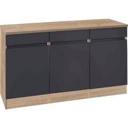 Unterschrank Optifit "Roth" Schränke Gr. B/H/T: 150 cm x 88 cm x 60 cm, 3 St., Komplettausführung, schwarz (anthrazit, wildeichefarben) Breite 150 cm