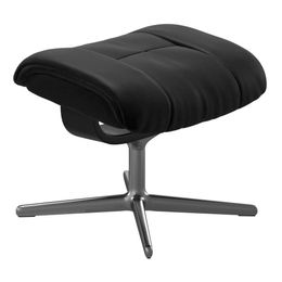 Fußhocker stressless "Mayfair" Hocker Gr. B/H/T: 55 cm x 41 cm x 39 cm, Leder BATICK, Cross Base Schwarz, schwarz (black batick) mit Cross Base, Größe S, M & L, Holzakzent Schwarz