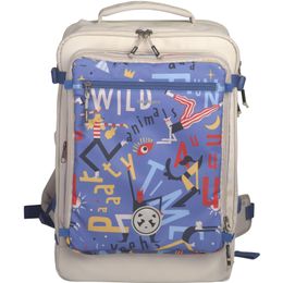 Schulrucksack KATTBJØRN "Classic, Party Animals" Gr. B/H/T: 32 cm x 42 cm x 15 cm, grau (party animals) Kinder Rucksäcke mit Laptopfach; alle Innen- und Außenstoffe aus recyceltem PET