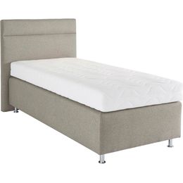 Boxspringbett, beige (struktustoff dunkelbeige), ohne LED-Beleuchtung, Liegefl&auml;che B/L: 90cm x 200cm, H2 + H2, Bonnell-Federkernmatratze, Bezug Unterbox und Kopfteil: Strukturstoff (77% Polyester und 23% Viskose);Bezug Obermatratze 100% Polyester, waschbar bis 60C, Westfalia Schlafkomfort, Komplettbetten, Boxspringbett, wahlweise mit LED-Beleuchtung