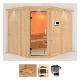 Karibu Sauna "Marit" Saunen 9-kW-Ofen mit externer Steuerung beige (naturbelassen)