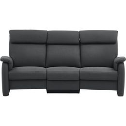 3-Sitzer Home Affaire "Turin mit Steckdose und USB-Port auch in Easy care-Bezug", grau (platin), B:218cm H:107cm T:104cm, Sofas, 2 x vollmotorische Relaxfunktion, herunterklappbarer Tisch