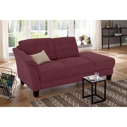 Recamiere Home Affaire "Trondheim", lila (chianti), B:197cm H:89cm T:90cm, Luxus-Microfaser (90% Polyester, 10% Polyamid);Struktur fein (100% Polyester);Flachgewebe (100% Polyester), Sofas, Recamiere, freistehend, mit Federkern, Knopfheftung im R&uuml;cken, F&uuml;&szlig;e Buche