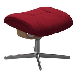 Fußhocker stressless "Mayfair" Hocker Gr. B/H/T: 55 cm x 41 cm x 39 cm, ROHLEDER Stoff Q2 FARON, Cross Base Eiche, rot (red q2 faron) mit Cross Base, Größe S, M & L, Holzakzent Eiche