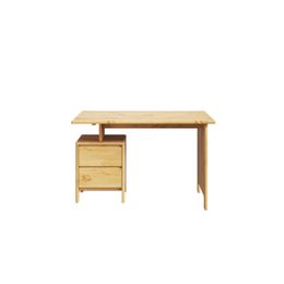 Schreibtisch Home Affaire "Luven, Computertisch" Tische Gr. B/H/T: 120 cm x 76 cm x 60 cm, beige (natur, natur, natur) zertifiziertes Massivholz, mit 2 Schubkasten, Breite 120 cm