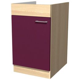 Spülenschrank Flex-Well "Portland" Schränke Gr. B/H/T: 50 cm x 82 cm x 57,1 cm, 1 St., lila (aubergine, akazie) (B x H T) 50 82 57 cm