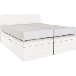 Boxspringbett, weiß, B:145cm L:212cm, Box und Kopfteil: Microvelours (100% Polyester) oder Kunstleder (Polyurethan);Bezug der Obermatratze: 100% Polyester, Westfalia Schlafkomfort, Komplettbetten, Boxspringbett, wahlweise mit Bettkasten