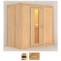 Karibu Sauna "Vada" Saunen ohne Ofen beige (naturbelassen)