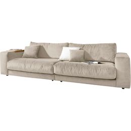 Big-Sofa 3C CANDY "Enisa II", grau (taupe), B:290cm H:86cm T:127cm, 100% Polyester, Sofas, Big-Sofa, incl. 1 Flatterkissen, Wahlweise mit Flecken-Schutz-Bezug Easy care