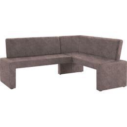 Eckbank Home Affaire "Barcelona", braun (dunkelbraun (arizona 4412)), B:200cm H:88cm T:160cm, Massivholz, Holzwerkstoff, Polyester, Sitzbänke, In verschiedenen Stoffen und Farben