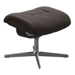 Fußhocker stressless "Mayfair" Hocker Gr. B/H/T: 55 cm x 41 cm x 39 cm, Leder BATICK, Cross Base Schwarz, braun (brown batick) mit Cross Base, Größe S, M & L, Holzakzent Schwarz