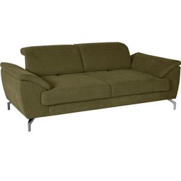 Sit & More 2,5-Sitzer SIT & MORE "Percy", gr&uuml;n, B:207cm H:80cm T:112cm, Sofas, 15 cm Fu&szlig;h&ouml;he, Sitztiefenverstellung, wahlweise Kopfteilverstellung
