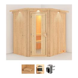 Karibu Sauna "Laila" Saunen 3,6-kW-Plug & Play Ofen mit integrierter Steuerung beige (naturbelassen)