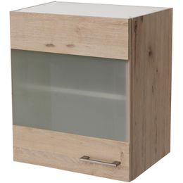 Glashängeschrank Flex-Well "Riva" Schränke Gr. B/H/T: 50cm x 54cm x 32cm,, braun (quarz cubanit / san remo eiche) (B x H T) 50 54,8 32 cm, mit Stollenglastüren