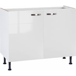 Spülenschrank Optifit "Cara" Schränke Gr. B/H/T: 100 cm x 87 cm x 58,4 cm, 2 St., weiß (weiß glanz, weiß) Breite 100 cm