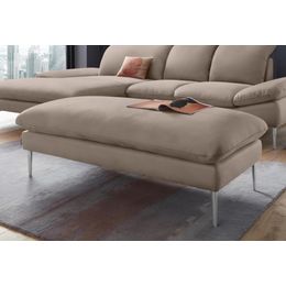 Hocker W.Schillig "enjoy&MORE", braun (stone z59), B:151cm H:45cm T:71cm, Chenille-Flachgewebe R66 (85% Polyester, 15% Nylon), Longlife Xtra-Leder Z59: Glattleder mit modischer Prägung. Hautstärke 0, 9 - 1, 1 mm, Stoff S37 (100% Polyester), Hocker, Füße Chrom glänzend, Breite 151 cm