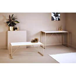 Couchtisch Jahnke "GLAM COFFEE" Tische Gr. B/H/T: 120 cm x 44 cm x 60 cm, weiß (gold, marmor weiß, gold, optik, marmor, look)