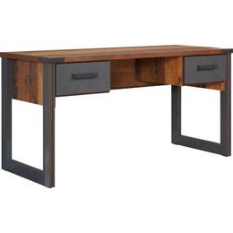 Schreibtisch TRENDTEAM "Prime" Tische Gr. B/H/T: 148 cm x 75 cm x 60 cm, braun (old wood nachbildung, matera schwarz, old nachbildung) im Industrial Design