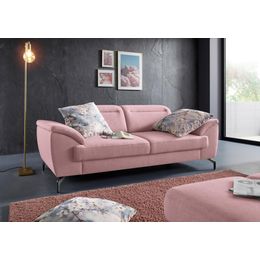 Sit & More 2,5-Sitzer SIT & MORE "Percy", rosa (altrosa), B:207cm H:80cm T:112cm, Sofas, 15 cm Fu&szlig;h&ouml;he, Sitztiefenverstellung, wahlweise Kopfteilverstellung