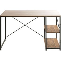 Schreibtisch HAKU Tische Gr. B/H/T: 120cm x 74cm x 60cm, schwarz (schw, eiche, schwarz, eiche)