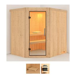 Karibu Sauna "Laila" Saunen ohne Ofen beige (naturbelassen)