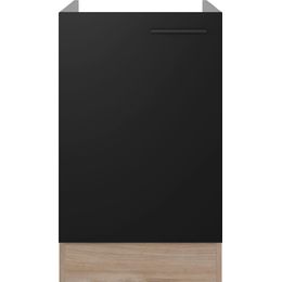 Spülenschrank Flex-Well "Capri" Schränke Gr. B/H/T: 50 cm x 82,2 cm x 57,1 cm, 1 St., schwarz (schwarz, endgrain oak) (B x H T) 50 82 57 cm, ohne Arbeitsplatte