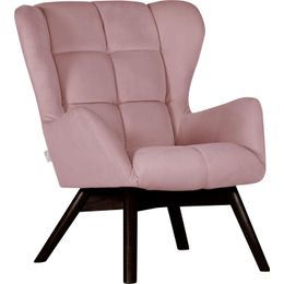 Sessel GUTMANN FACTORY "Luna", rosa (rosa antik), B:75cm H:86cm T:90cm, Sessel, Einzelsessel, Gestell antikfarben oder eiche natur