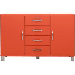 Sideboard Tenzo "Malibu" Sideboards Gr. B/H: 146 cm x 92 cm, rot (red sand) mit dem Malibu Logo auf der mittleren Schubladenfront, Breite 146 cm