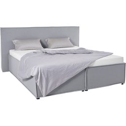 Polsterbett "Isaline", grau (hellgrau), B:213cm L:213cm, 100% Polyester, LeGer Home by Lena Gercke, Betten, Polsterbett ohne Bettkasten Polsterbett, wahlweise ohne Matratze oder mit 3 Matratzenarten, Kopfteilhöhe 107 cm