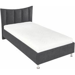 Polsterbett, grau (dunkelgrau), B:110cm L:210cm, Bezug Bett: Microfaser (100% Polyester);Bonnell-Federkernmatratze: Mischgewebe (51% Polyprophlen, 39% Polyester, 10% Baumwolle);Kaltschaummatratze: Frottee (100% Polyester), Bezug abnehm- und waschbar bis 60C, Westfalia Schlafkomfort, Betten, Polsterbett
