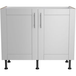 Spülenschrank Optifit "Ahus" Schränke Gr. B/H/T: 100 cm x 87 cm x 58,4 cm, 2 St., grau (hellgrau matt, wildeiche nachbildung) Breite 100 cm