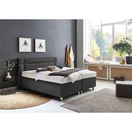 Boxspringbett, grau (feinstrukturstoff anthrazit), Kaltschaum-Topper, Liegefl&auml;che B/L: 160cm x 200cm, H2 + H2, Bonnell-Federkernmatratze, Bezug Unterbox und Kopfteil: Feinstrukturstoff (77% Polyester, 23% Viskose);Bezug Obermatratze 100% Polyester, waschbar bis 60C, Westfalia Schlafkomfort, Komplettbetten, Boxspringbett, in diversen Ausf&uuml;hrungen