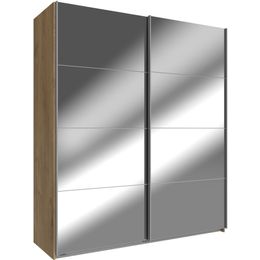 Schwebetürenschrank wimex "Easy" Schränke Gr. B/H/T: 135 cm x 210 cm x 65 cm, 2 St., braun (plankeneichefarben, spiegel) mit Vollspiegel